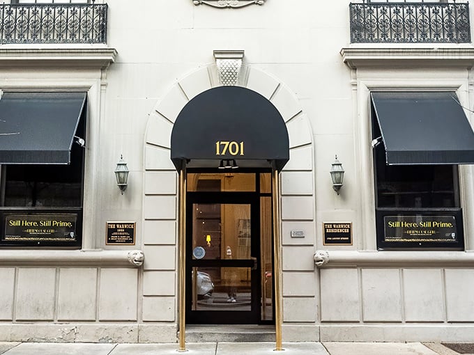 The golden lettering against that classic fa&ccedil;ade isn't just signage&mdash;it's a promise of the culinary magic waiting inside this Philadelphia landmark. 