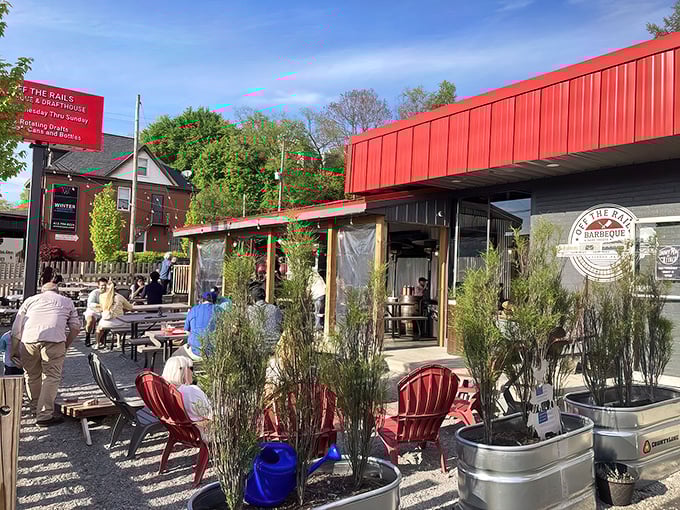 The bright red exterior isn't just eye-catching&mdash;it's a smoke signal to barbecue lovers that something special awaits inside this Verona gem.