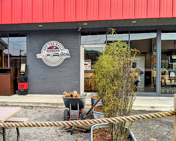 The unassuming red-awninged exterior of Off the Rails might not scream "barbecue paradise," but that's exactly what makes this Verona gem such a delightful discovery.