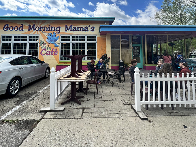 The sunshine-yellow exterior of Good Morning Mama's isn't just a building—it's a morning mood elevator disguised as a former gas station.