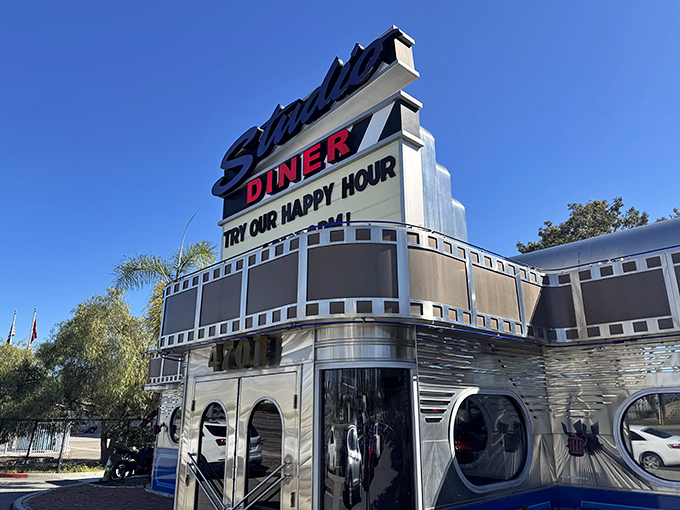 This gleaming silver time machine proves that sometimes the best dining adventures hide in plain sight. 