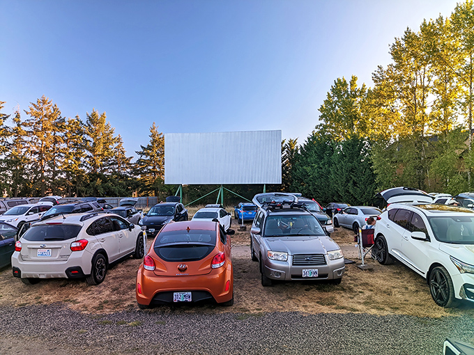From above, the 99W Drive-In resembles a living museum of Americana&mdash;cars arranged in perfect rows facing that iconic white screen, waiting for dusk's cinematic magic.