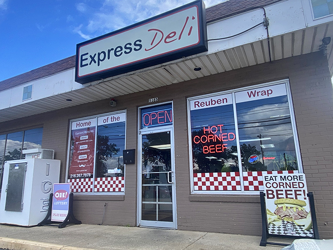The unassuming exterior of Express Deli proves once again that culinary treasures often hide in plain sight. Like finding a Rolex at a yard sale.