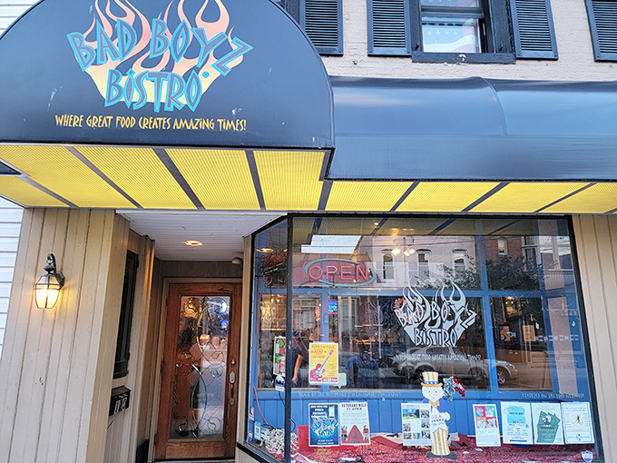 The unassuming storefront of Bad Boyz Bistro promises what every great food adventure should: where great food creates amazing times!