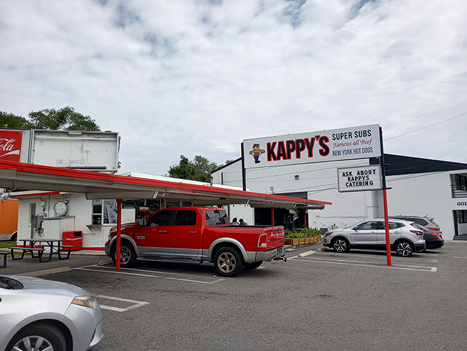 The unassuming exterior of Kappy's Subs stands as a beacon of hope for the hungry. No fancy frills, just the promise of satisfaction ahead.