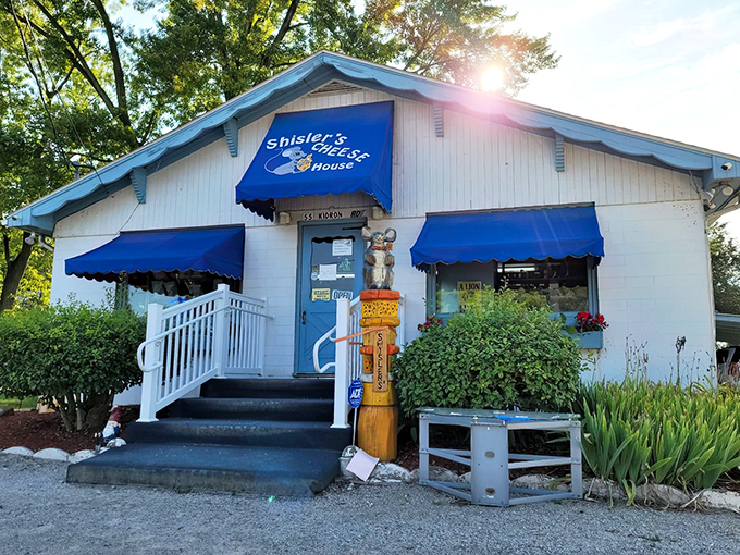 The little white building with bright blue awnings isn't trying to impress anyone&mdash;until you taste what's inside. Ohio's cheese paradise hiding in plain sight.