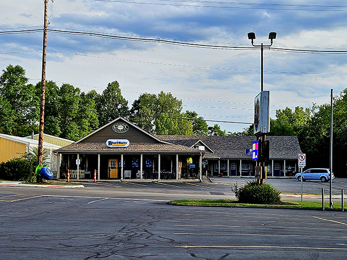 The unassuming exterior of Blueberry Cafe stands like a breakfast speakeasy - hiding pancake treasures behind its modest wooden facade.