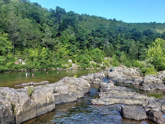 Nature's perfect waterslide! Ancient volcanic rock formations create a geological playground where water dances through channels carved over billions of years.