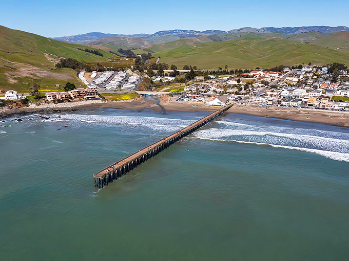 Cayucos stretches along California's Central Coast like a postcard come to life, where the mountains meet the sea in perfect harmony.