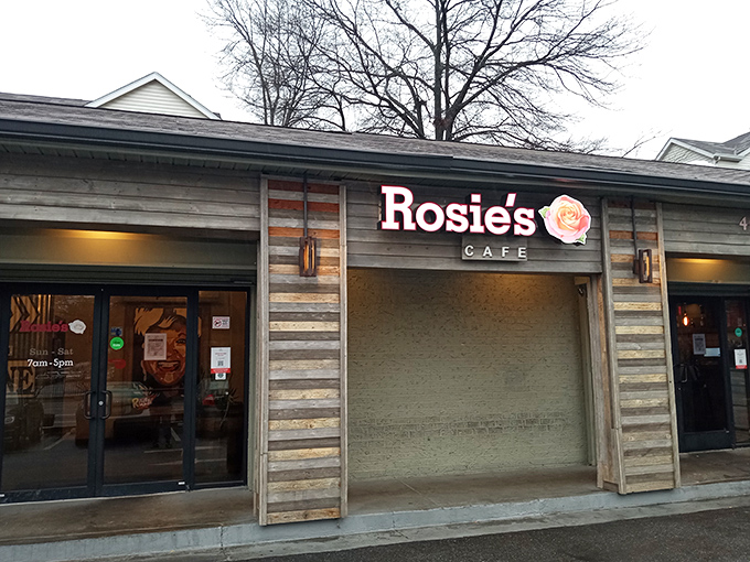 Rosie's Cafe stands proudly in the shadow of Mercedes-Benz Stadium, like a humble culinary superhero waiting to save your morning.