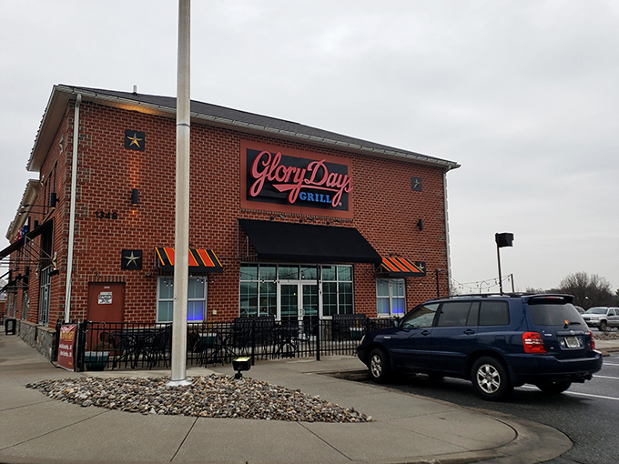 The brick facade of Glory Days Grill welcomes hungry patrons like an old friend who happens to make killer ribs. Sports and comfort food await inside