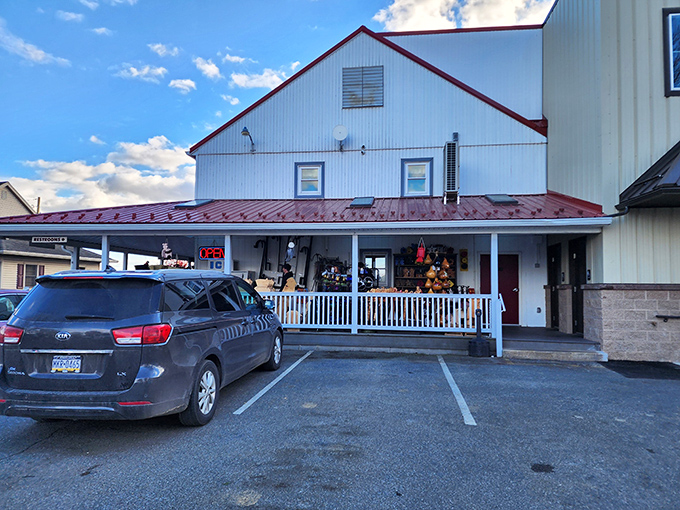 The classic white building with red roof isn't trying to impress anyone—until you taste what's inside. Pennsylvania perfection in architectural form.