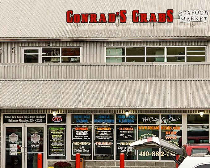 The unassuming exterior of seafood paradise &ndash; where Maryland's best crabs hide behind a humble fa&ccedil;ade and those red bollards stand guard like sentinels protecting treasure.