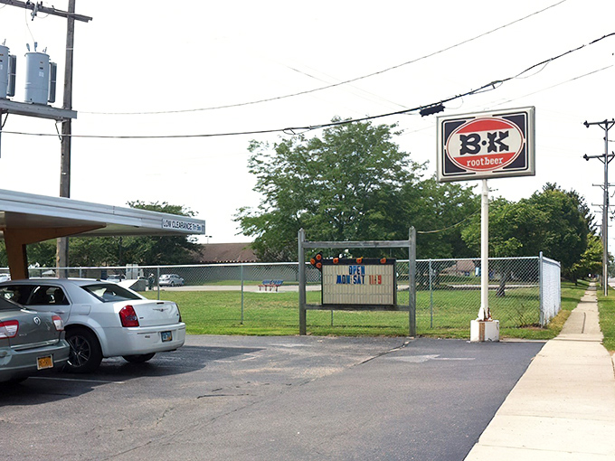 The unassuming exterior of B-K Root Beer Drive-In stands as a time capsule of Americana, where nostalgia isn't manufactured&mdash;it's simply preserved through decades of serving thirsty Ohioans.