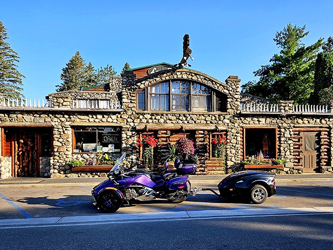Stone walls that tell stories, upside-down stove legs that defy gravity&mdash;this isn't just a restaurant, it's a Michigan folk art masterpiece watching over Lake Michigan.