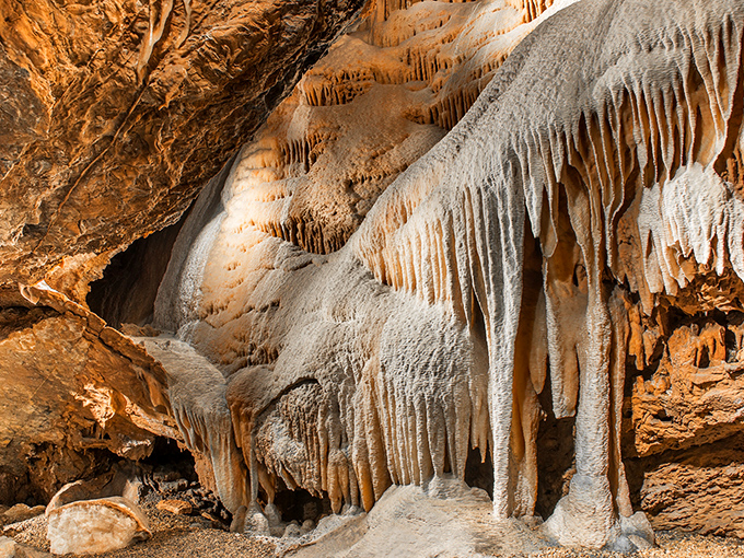 Nature's most patient sculptor has crafted these golden limestone formations over millions of years, creating an underground masterpiece that puts human art to shame.