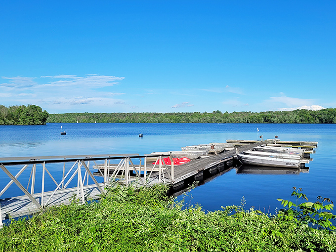 Lake perfection at its finest! The gentle ripples of Lake Nockamixon mirror the sky as a lone sailboat drifts across this 1,450-acre liquid playground.