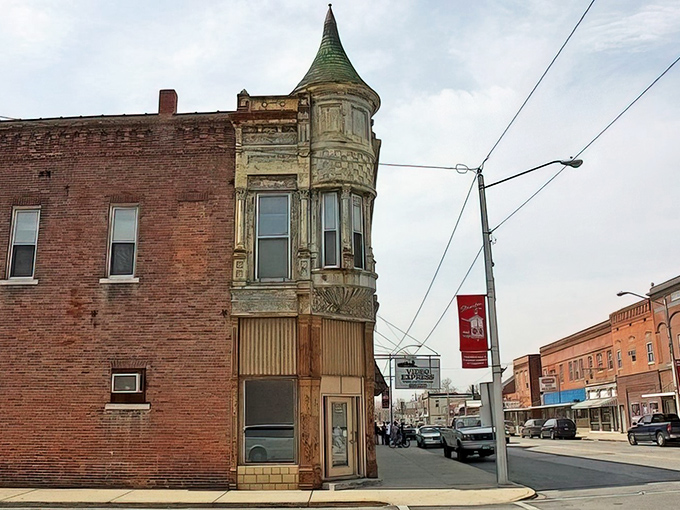 Staunton's Main Street: Classic brick storefronts stand like sentinels of small-town charm, where parking spots are plentiful and nobody's in a hurry to fill them.
