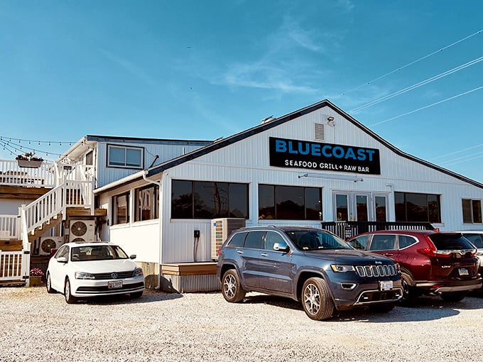 The classic coastal charm of Bluecoast's exterior says "vacation" even if you're just playing hooky from work on a Tuesday afternoon.