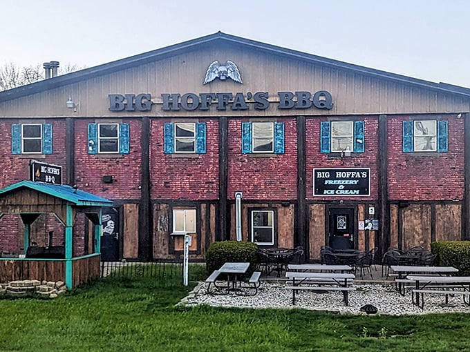 The pirate flag flying proudly above Big Hoffa's brick exterior isn't just decoration&mdash;it's a warning that your diet is about to walk the plank.