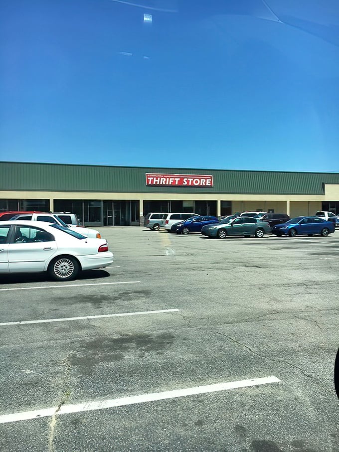 The green-roofed retail promised land beckons with its bold red signage. Treasure hunters, prepare your carts!
