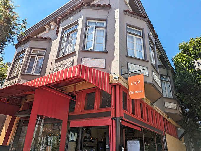 The corner bistro with its distinctive red awning beckons like a Parisian postcard come to life in the heart of Potrero Hill.