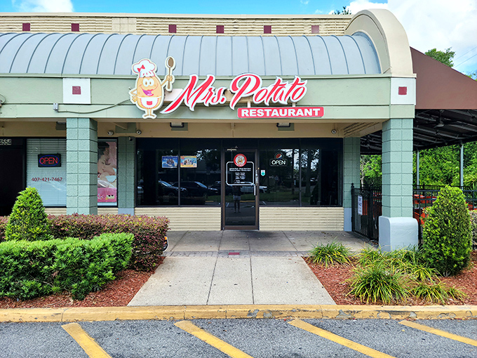 Mrs. Potato's unassuming strip mall exterior is like finding a diamond in a haystack&mdash;complete with a cartoon spud mascot that promises more personality than your average restaurant sign. 