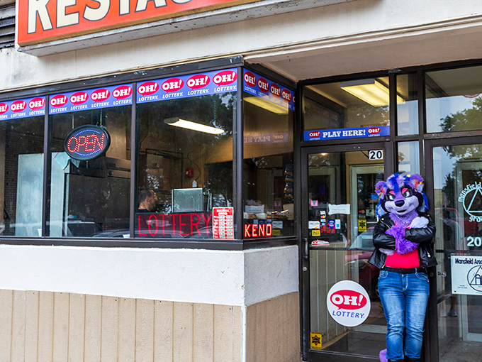 That classic red and blue sign promises the kind of honest comfort food that never goes out of style in small-town America.