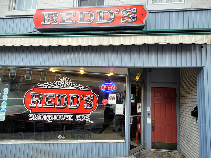 That red sign isn't just advertising - it's practically a beacon calling all serious barbecue lovers home.