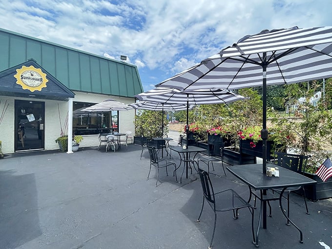 The unassuming exterior of Shorty's Sunflower Cafe proves once again that Pennsylvania's best breakfast spots don't need flashy facades&mdash;just a green roof and the promise of deliciousness within.