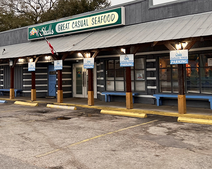 The unassuming exterior of Shells Seafood in Brandon hides culinary treasures within, like finding a pearl in an everyday oyster.