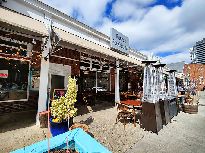 Guerrera Steakhouse's unassuming exterior hides culinary treasures within, like finding a diamond in Arlington's urban landscape.