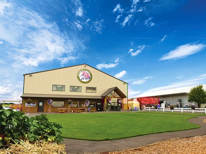 The yellow barn-like exterior isn't just farm-chic architecture&mdash;it's a beacon of berry paradise waiting to transform your dessert expectations forever.