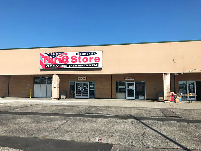 The unassuming exterior of Community Thrift Store belies the wonderland of treasures waiting inside. Like a retail speakeasy, only the initiated know what awaits.