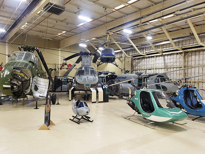 The iconic orange Coast Guard helicopter stands sentinel outside the museum, a vibrant reminder of countless daring rescues over churning seas.