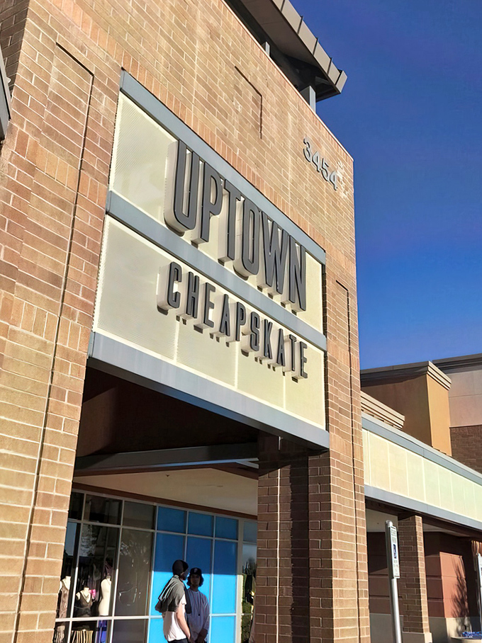 The sleek brick storefront of Uptown Cheapskate promises fashion treasures within &ndash; like finding the retail promised land without sacrificing your retirement fund.