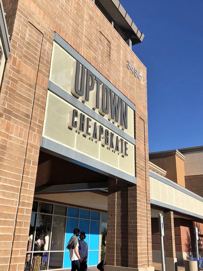 The brick facade promises nothing fancy, but like a poker player with four aces, Uptown Cheapskate keeps its treasures hidden inside. Fashion salvation awaits in Chandler.