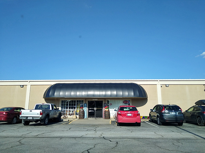 The unassuming exterior hides a universe of treasures within, like finding a portal to the past beneath Missouri's big blue sky.