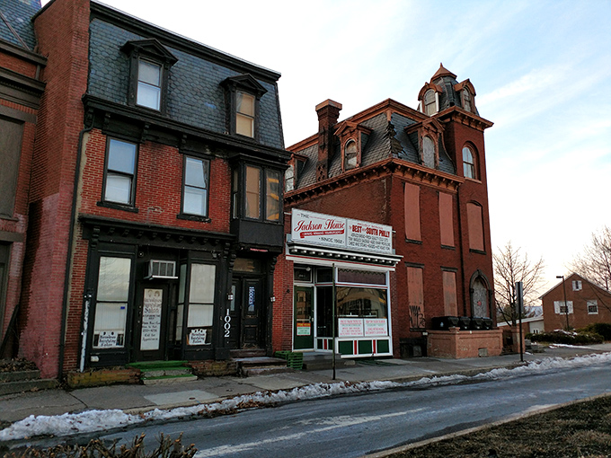 The brick facade of The Jackson House stands resolute against winter's chill, a humble temple of sandwich artistry waiting to welcome hungry pilgrims.