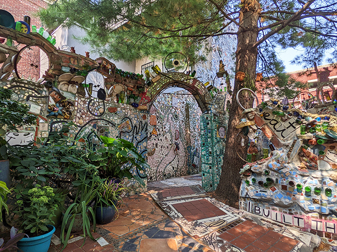 Every inch tells a story at Philadelphia's Magic Gardens, where walls speak in the universal language of "wow" and "how did they do that?"