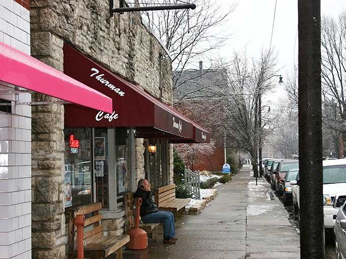 The unassuming stone exterior of Thurman Cafe, with its signature red awning, belies the gastronomic adventures waiting inside this Columbus landmark.