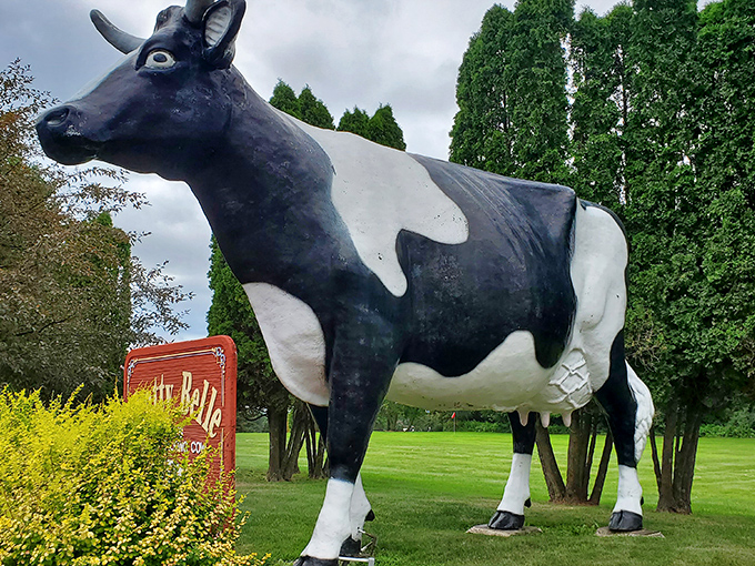 Chatty Belle stands majestically against Wisconsin's skyline, proving that sometimes the best roadside attractions are utterly cow-lossal in both size and charm.