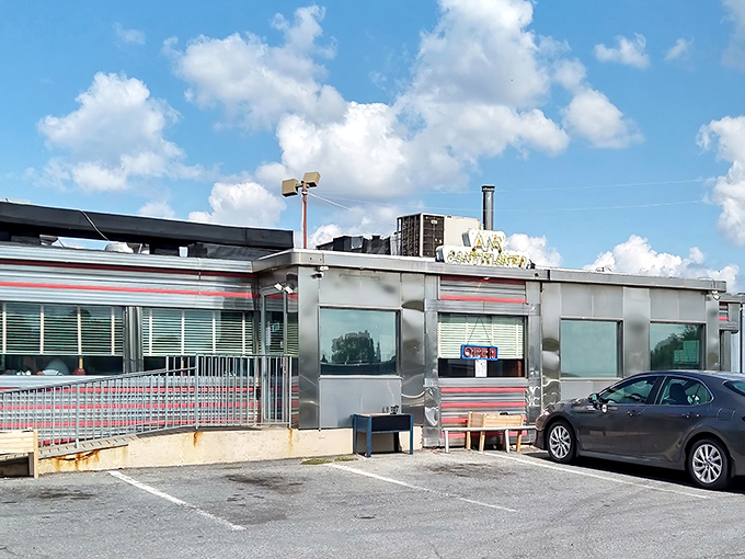 Chrome and dreams collide in this gleaming testament to America's golden age of roadside dining.