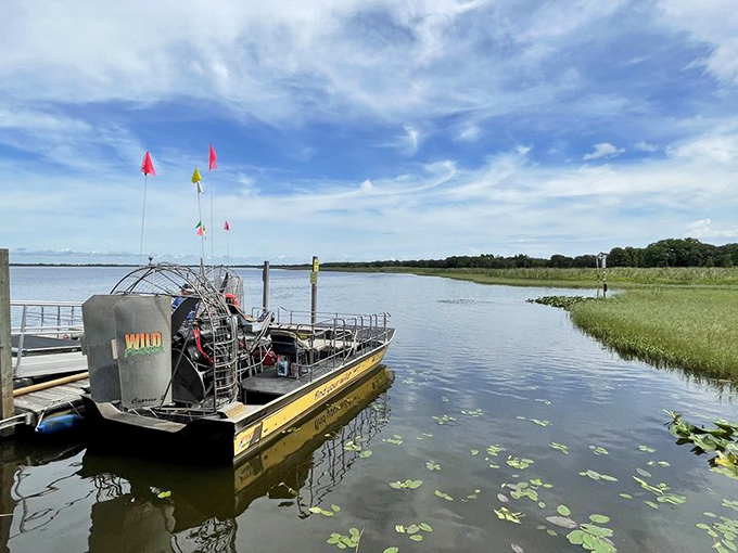 Welcome to where the wild things are! The rustic entrance to Wild Florida beckons visitors with its wooden charm and promise of authentic Florida adventures.