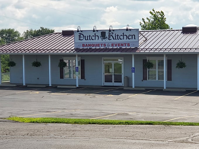 The unassuming exterior of Dutch Kitchen in Dalton hides culinary treasures within. Like Clark Kent's glasses, this modest facade conceals superhero-level cooking.