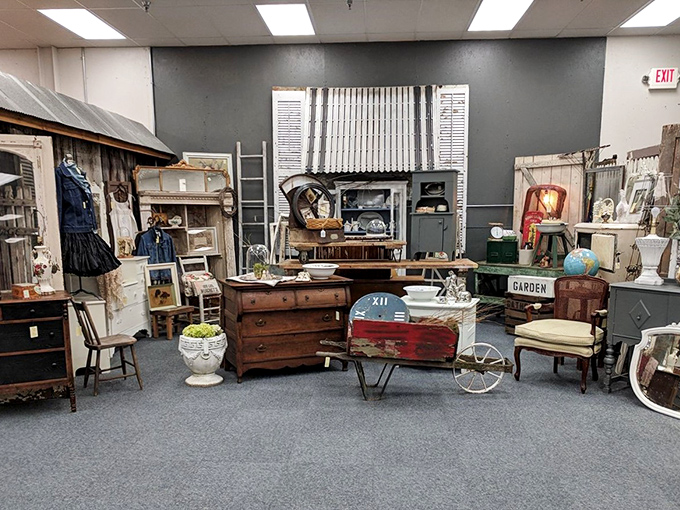 Endless aisles of yesteryear stretch before you, where bright turquoise patio furniture sits ready to tell stories from someone else's summer memories.