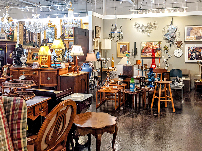 The showroom at Grandview Mercantile feels like a museum where you're actually allowed to touch everything. And take it home!