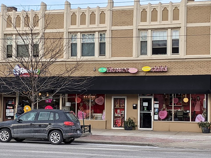 The colorful storefront beckons like a time machine disguised as a retail shop. Those pastel signs aren't just decoration&mdash;they're portals to decades past.