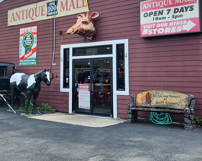 The quirky exterior promises adventure with its moose head sentinel and horse statue greeter—like a carnival barker for nostalgia enthusiasts.