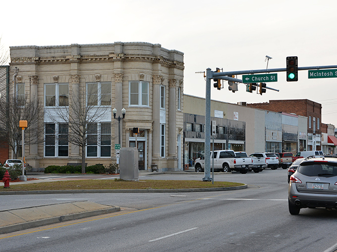 Downtown Vidalia's brick storefronts and railway crossing create that perfect small-town tableau where your wallet breathes easier and locals still wave from their trucks.